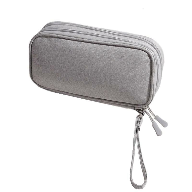 Большой пенал для карандашей, Серый - Двойной слой