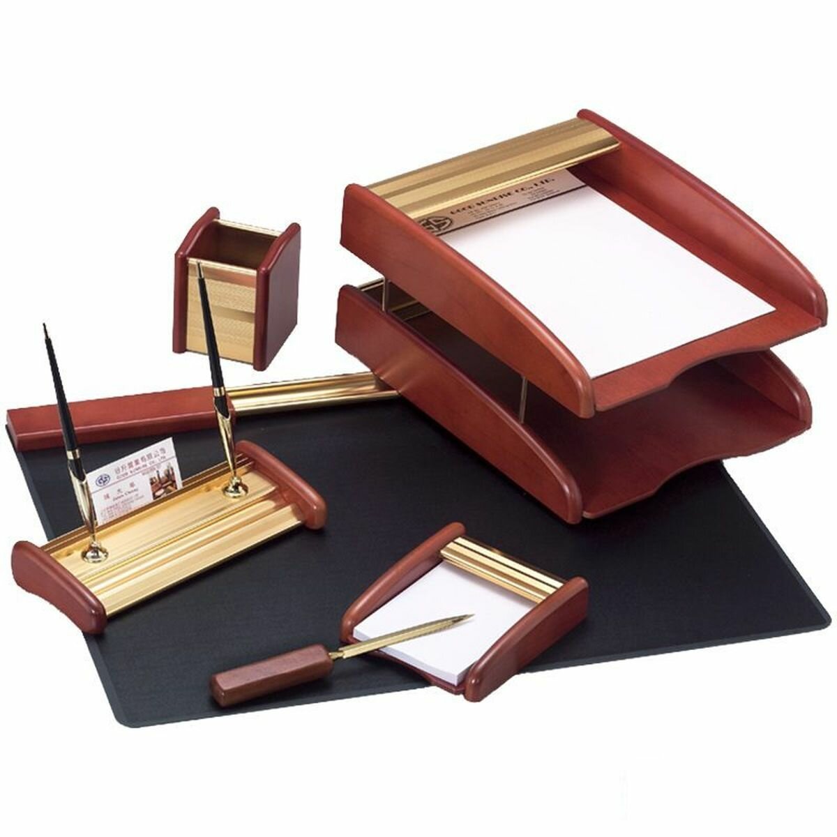 Настольный набор деревянный Delucci (6 предметов) золотой/розовое дерево (MBn_06218)