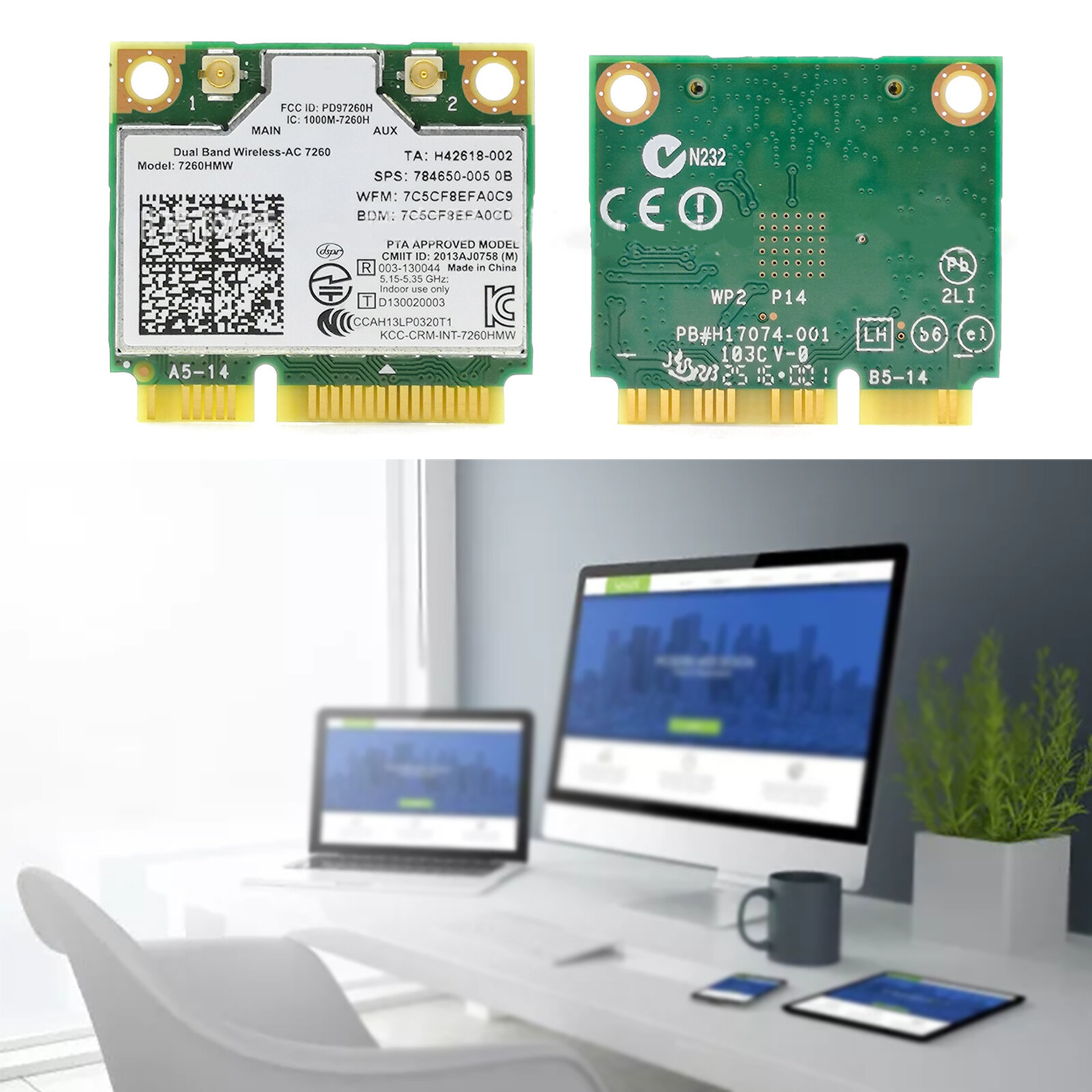 7260 7260HMW 7260AC с поддержкой PCI-E Wi-Fi карта BT40 867 Мбит/с двухдиапазонная беспроводная сеть 24 ГГЦ- 5