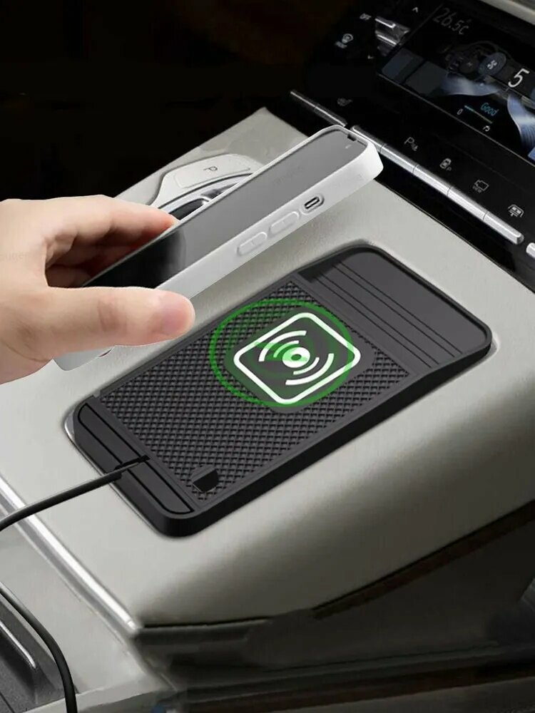 Зарядное устройство автомобильное беспроводное для телефона iphone, android, зарядка коврик для смартфона, наушников и часов быстрая