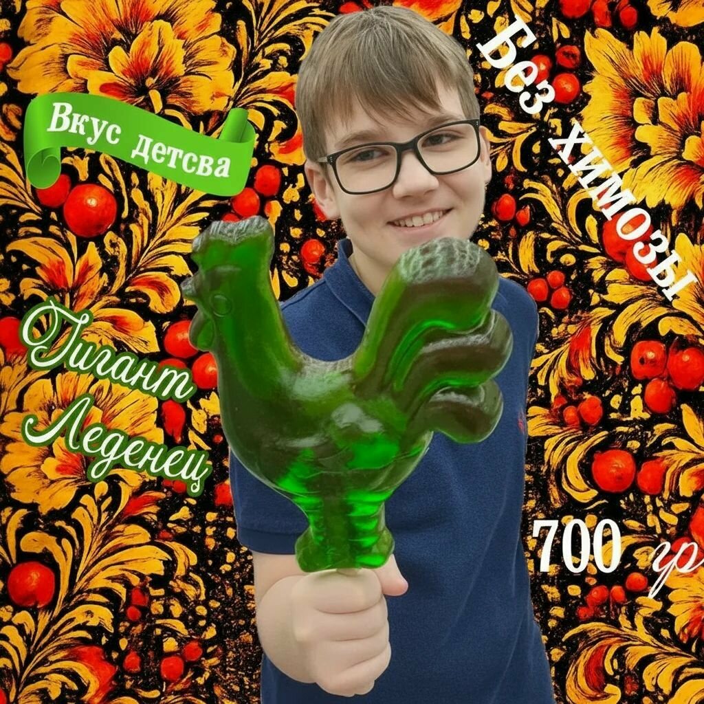 Леденец, петушок, карамель леденцовая, 700 гр, Зелёный