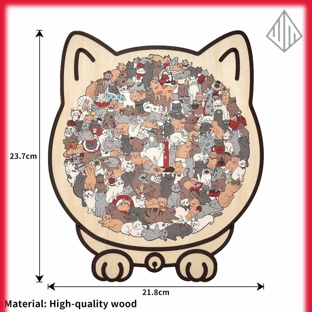 Morandi Color Cat Puzzle 135 деталей - Деревянный пазл в форме кошки для отдыха и рождественских подарков