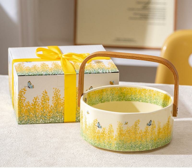 Керамический ретро-переносной поднос для фруктов, легкая роскошная корзина для фруктов, диаметр 15 см, 1 шт