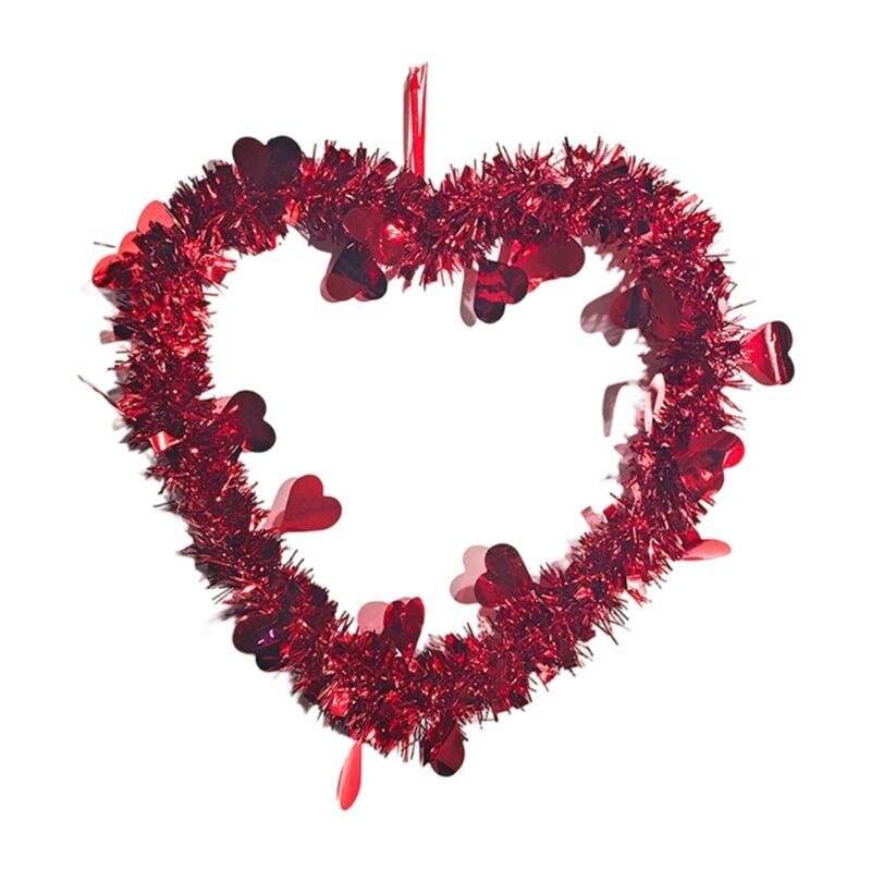 Современный венок на дверь в форме сердца, красное сердечко любви