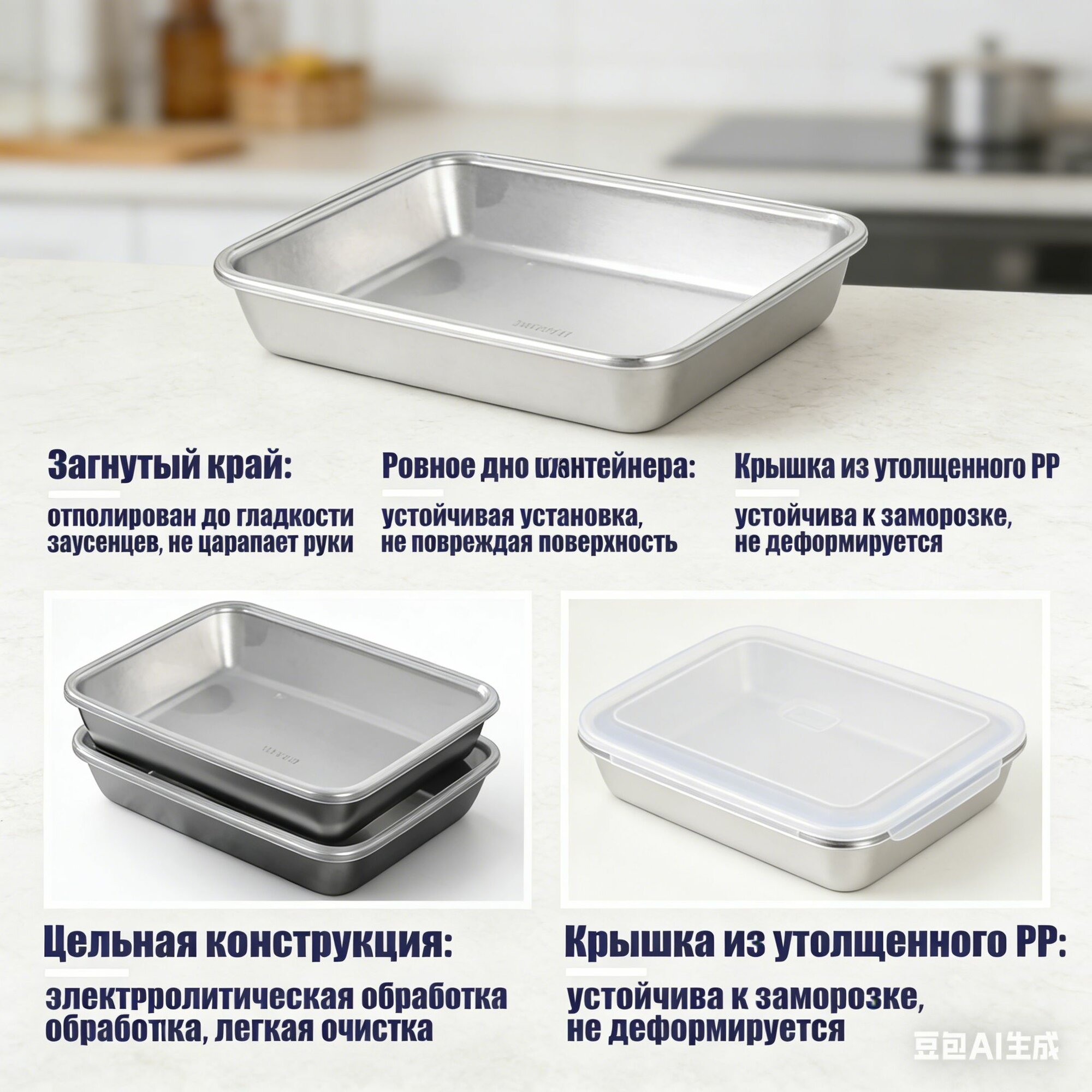 Холодильный контейнер из нержавеющей стали объемом 2000 мл, который можно закрывать крышкой,2 шт