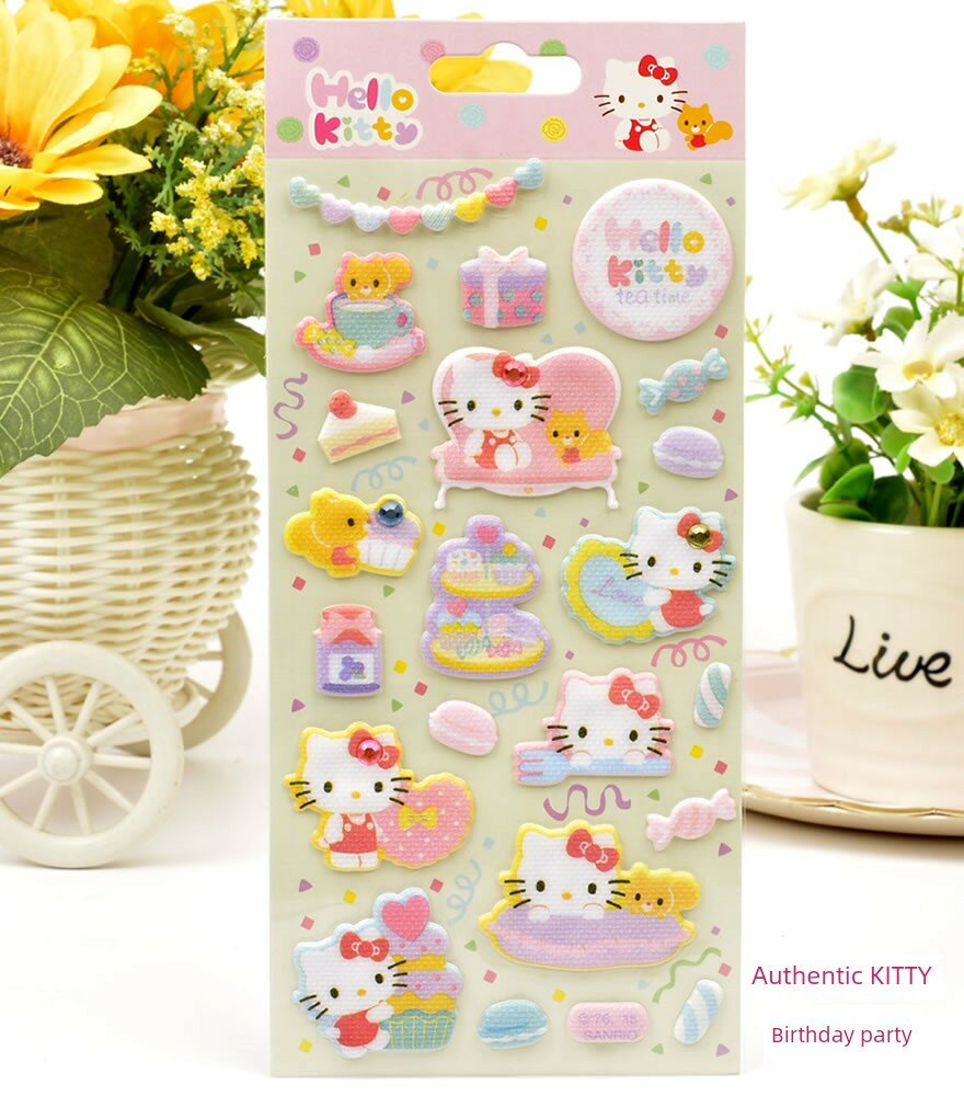 Стикеры Hello Kitty 3D Bubble для дня рождения, милые кавайи стикеры для праздников и подарков