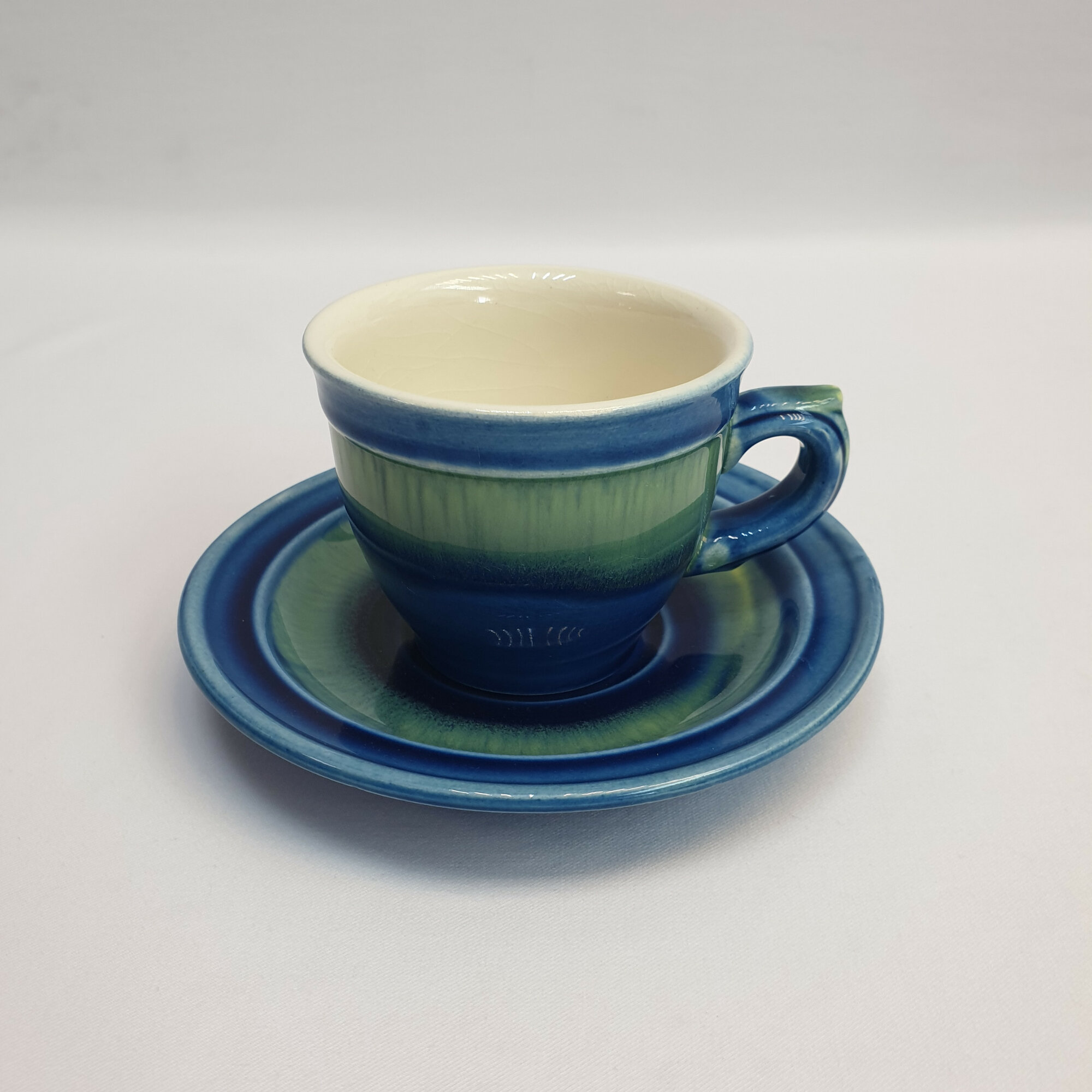 Винтажная кофейная пара Конаково, обливная керамика 130 мл, СССР