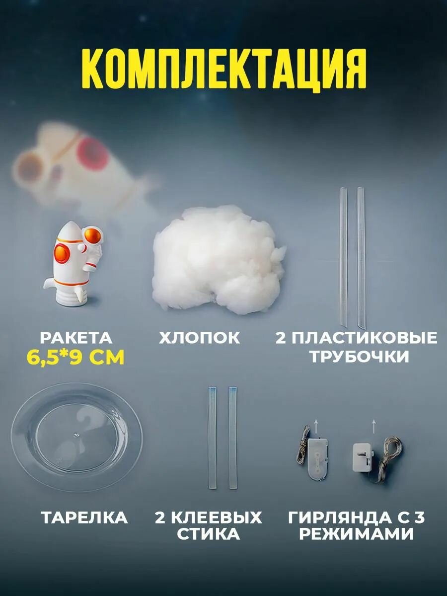 Ночник "Космос", хрустальное стекло, питание от USB, 10см. Ночник детский космос — фото 1