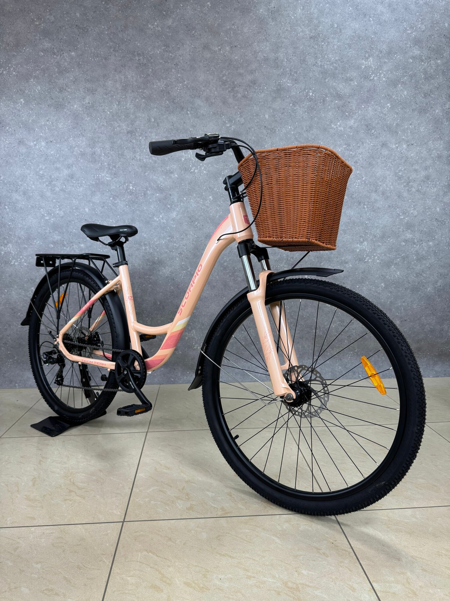 Велосипед городской женский Tech Team колесо 27,5" Скорпио/ Scorpio рама 17" , персиковый 2026