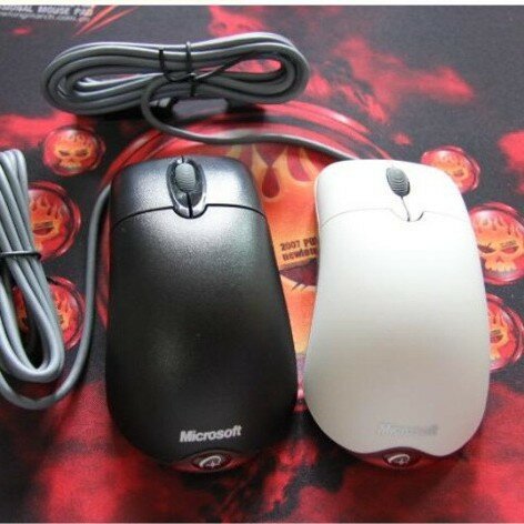 Microsoft Mice Shark Проводной лазерный мышь Черная/Белая Красный свет 3 кнопки USB Цвет：Белый базовый