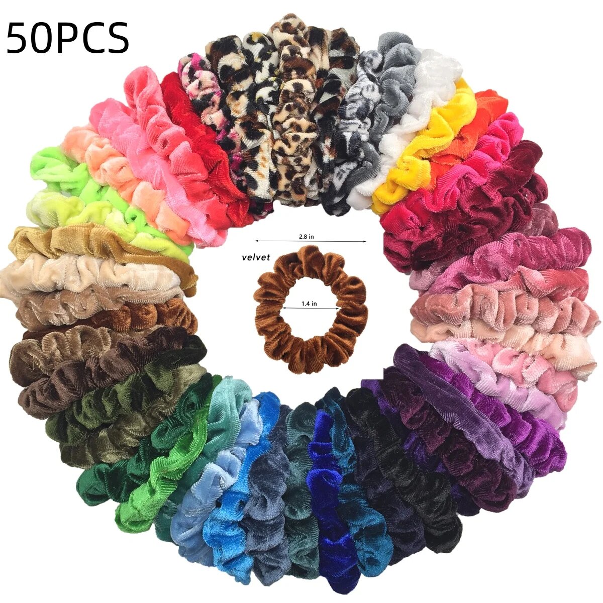 50шт. Женские бархатные резинки для волос, Цвет: PJ014-50PCS