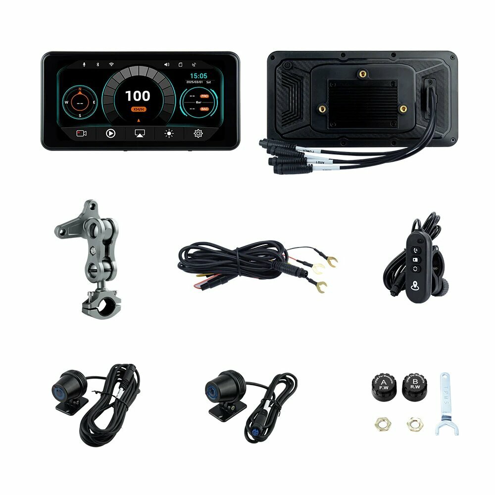 EKIY 6.25-дюймовый GPS-навигатор для мотоциклов с беспроводным CarPlay, Android Auto, портативный цифровой дисплей на приборную панель, монитор TPMS
