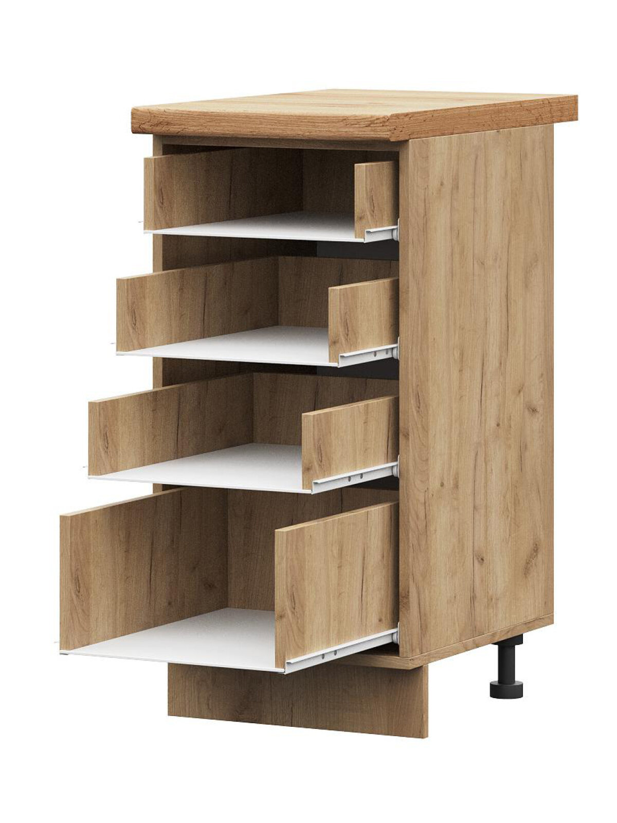 Корпус кухонного шкафа нижнего с 4 ящиками 400 ПВ (дуб крафт) Huge Mebel. Ширина 400 Высота 820. Кухонные шкафы Без фасада Huge Mebel. Ширина 400 Высота 820