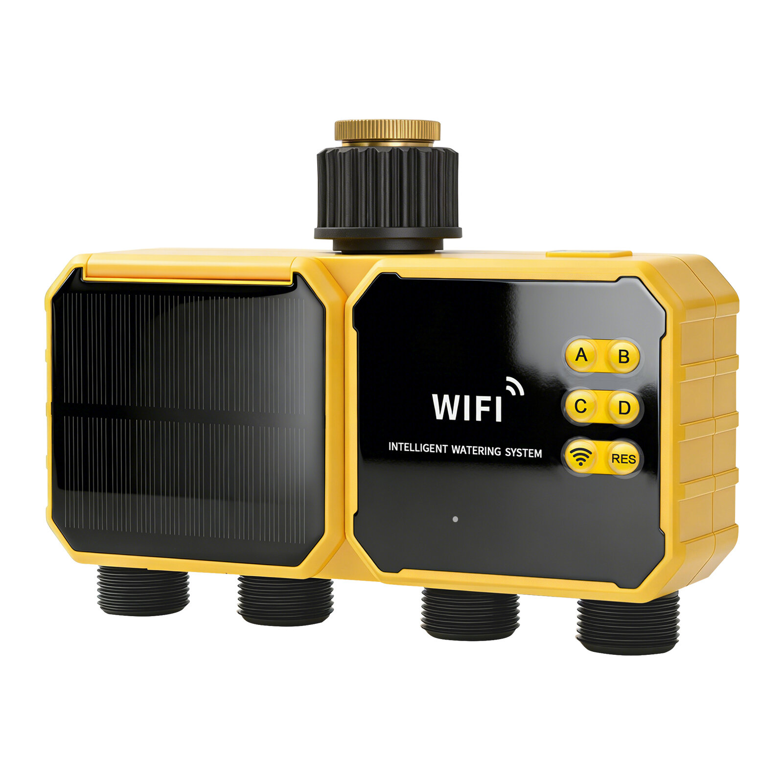 Умный Wi-Fi Таймер Полива: Солнечная Панель 4 Программы Управление Через Приложение - Автоматический Контроллер Орошения с Датчиком Дождя для Сада Огорода и Теплицы