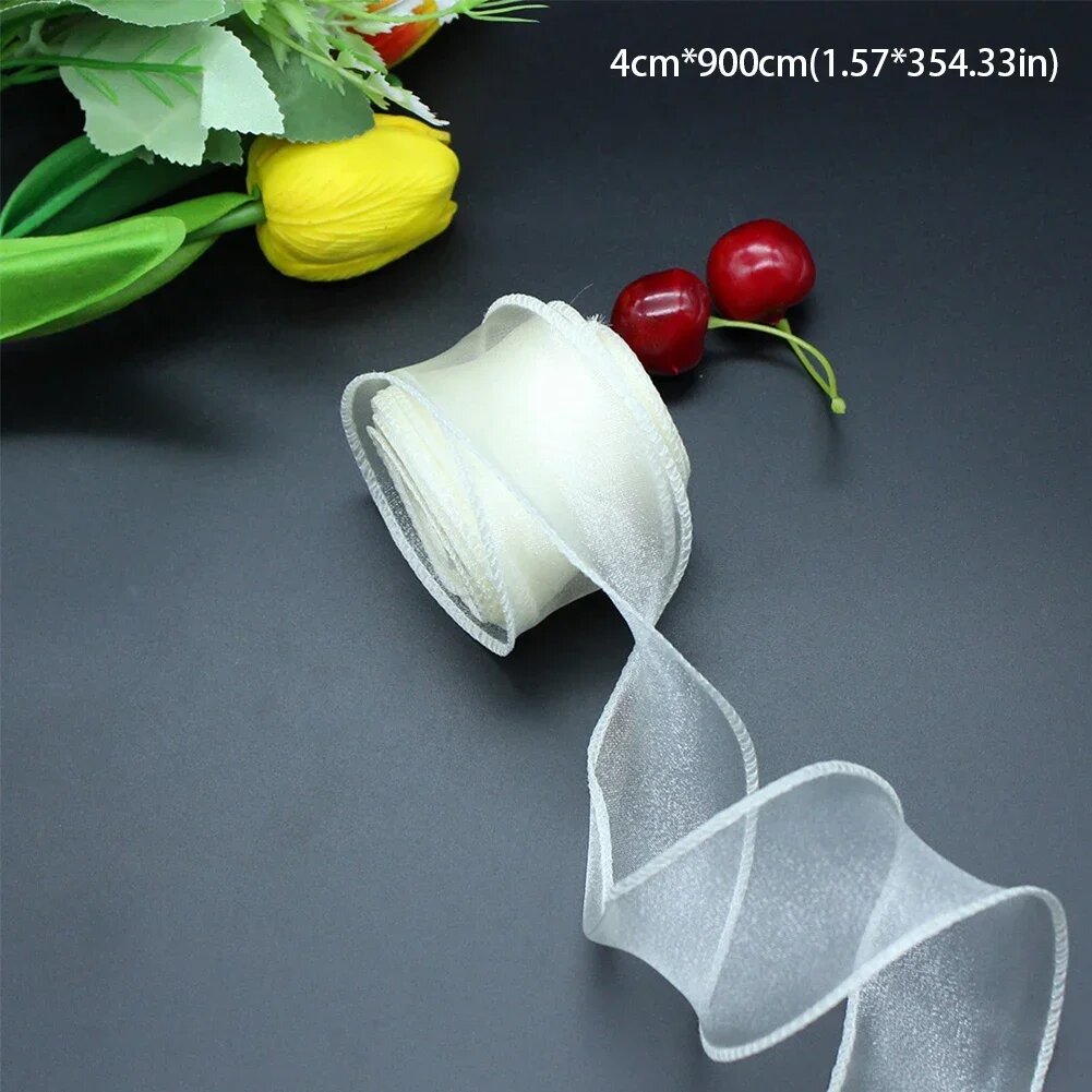 Шифоновая лента белая 4 см (900 см)
