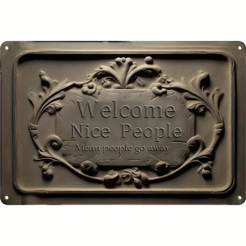 Металлическая табличка "Welcome Nice People" 20x30см, цвет 1