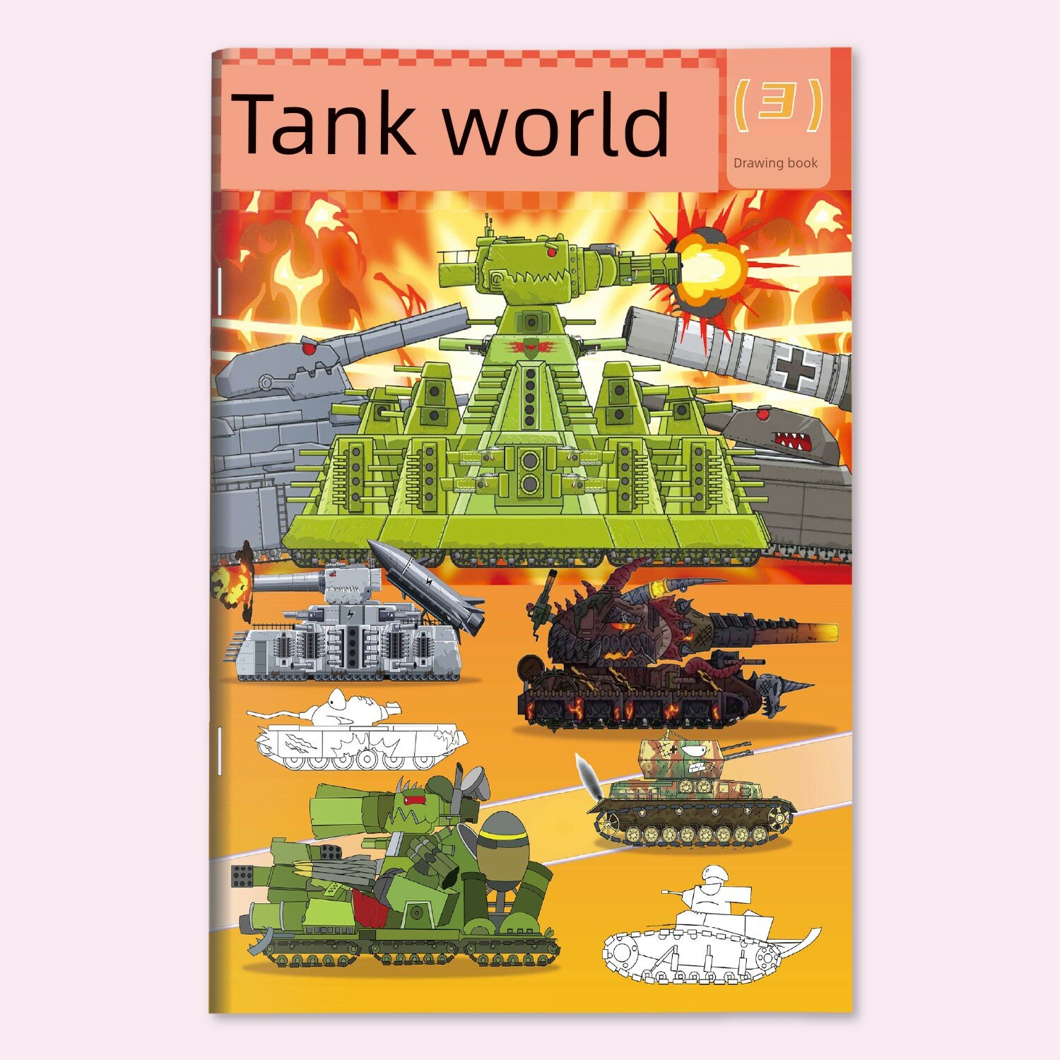Раскраска World of Tanks том 3: Линейный рисунок для детей