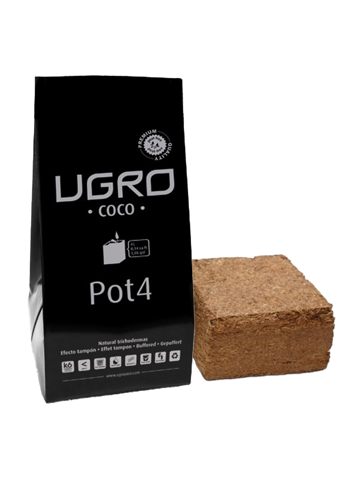 Кокосовый субстрат в брикете / Coco Pot, 4 л / UGRO