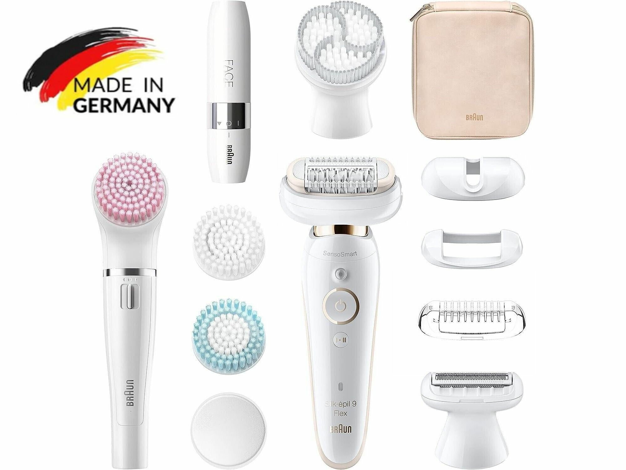 Эпилятор Braun Silk-epil 9 Flex 9-105 3D Германия, оригинал, цвет: белый, розовый, золотой