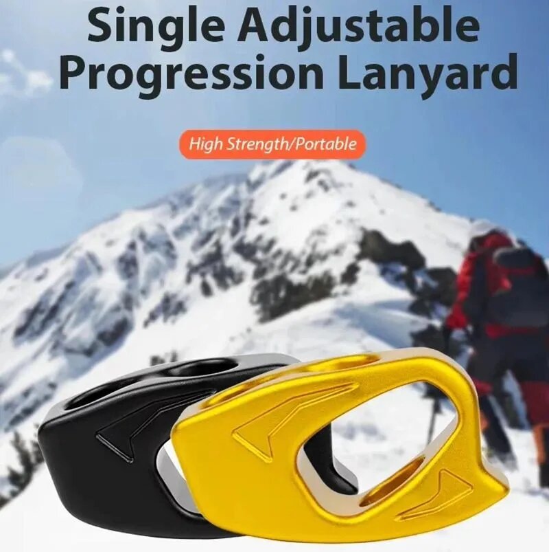 Зажим альпинистский "Single Adjustable Progression Lanyard", черный/золотистый, алюминий