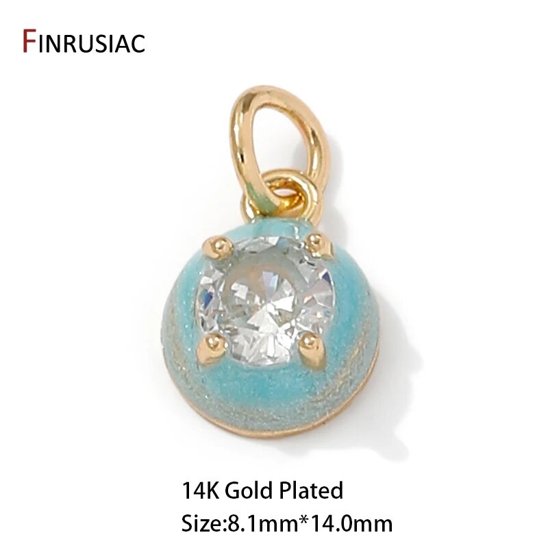 FINRUSIAC Позолоченные подвески из меди с цирконом 6 шт