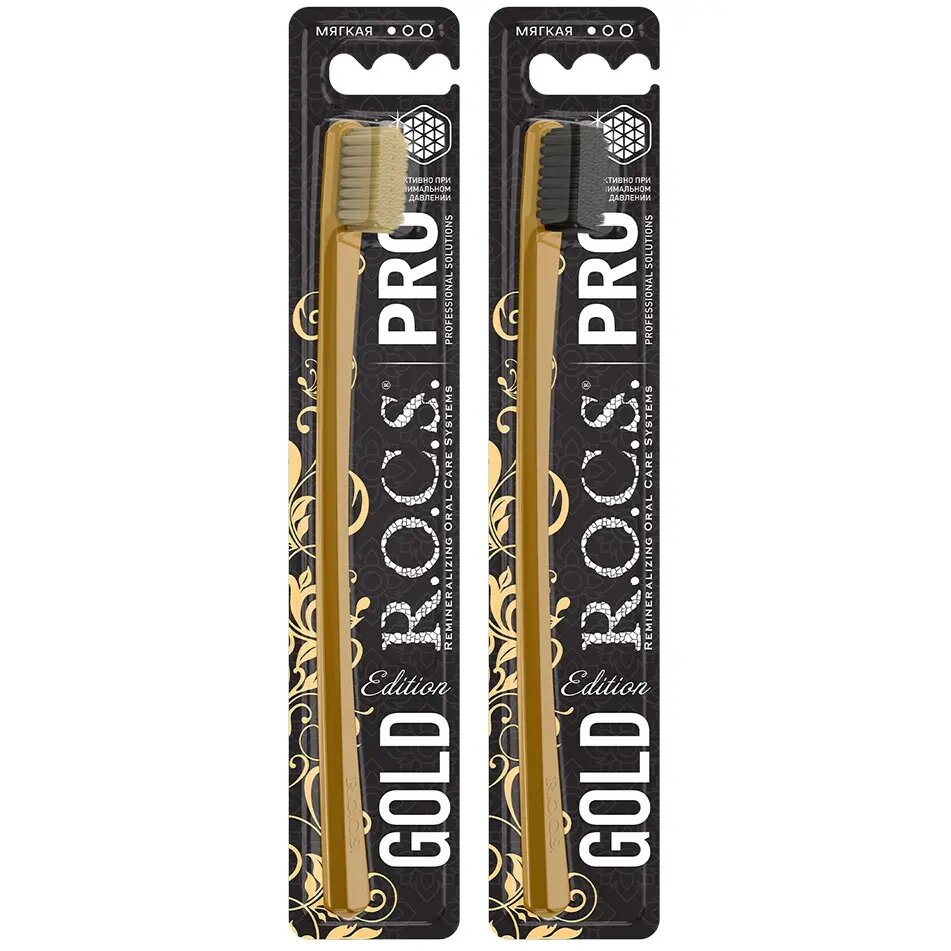 Зубная щётка R.O.C.S "Gold Edition", мягкая, с треугольной щетиной, 1 шт