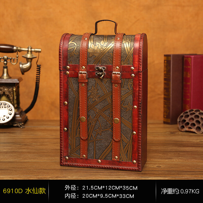 Коробка для вина деревянная винтажная ретро портативная декоративная сумка для хранения