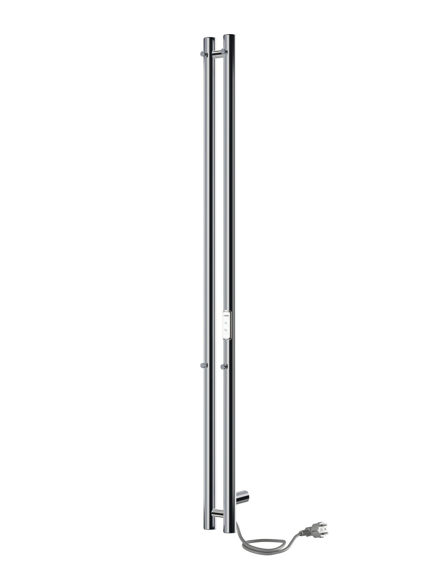 Полотенцесушитель электрический вертикальный хром Style 2 120/8 с терморегулятором, скрытого монтажа INDIGO, с крючками, 1200х80 мм, полированная нержавейка