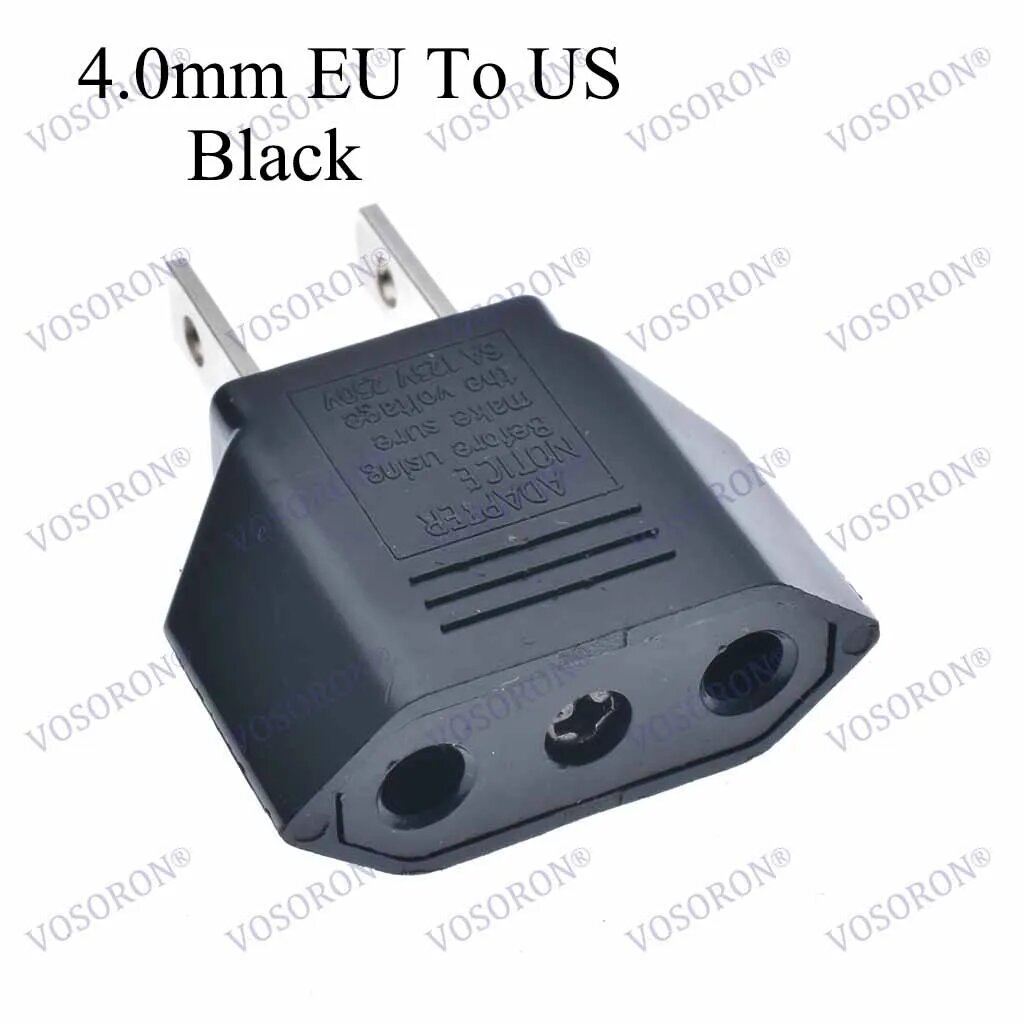 Адаптер EU to US 4.0mm Black, Цвет: T4
