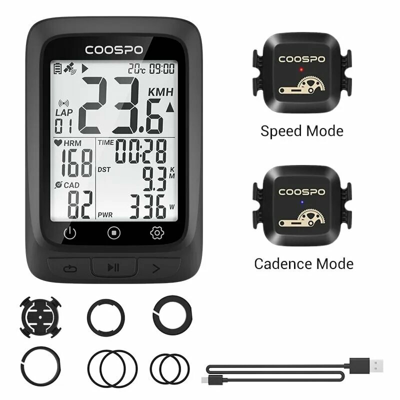 Coospo BC107 Велос пед Кампутар бесправадны воданепран кальны IP67 GPS 2.4 цалевы ЖК хуткасцяметр Велос пед