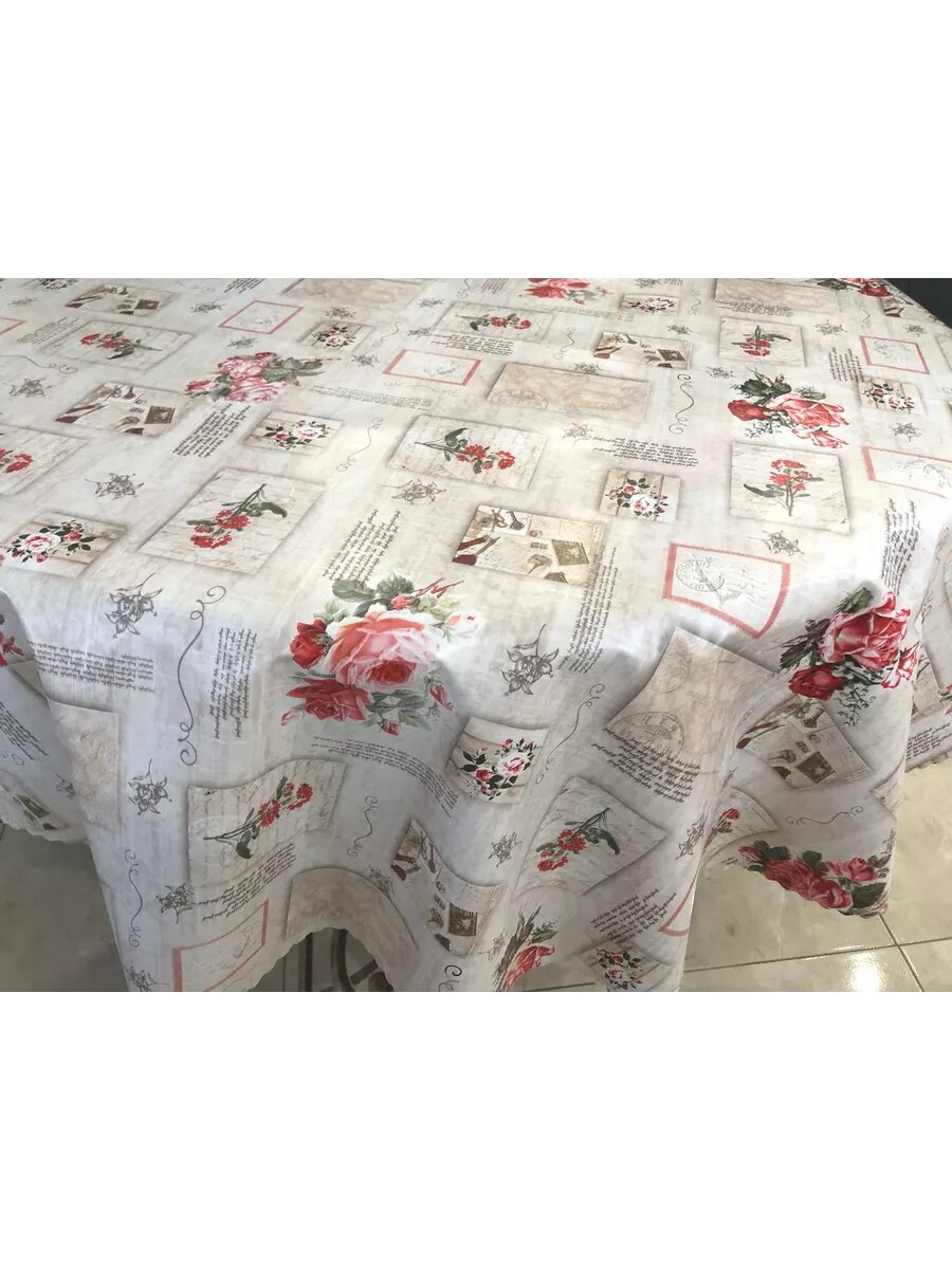 Скатерть клеенка овальная 140*180 см Розочки