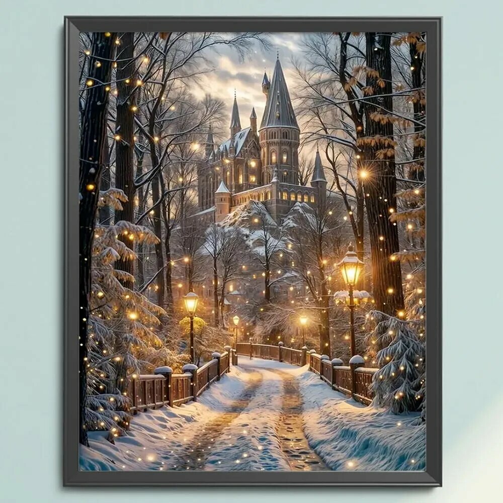Полная вышивка Eco-Cotton Thread 11ct Printed Castle Cross Stitch Kit 40x50см