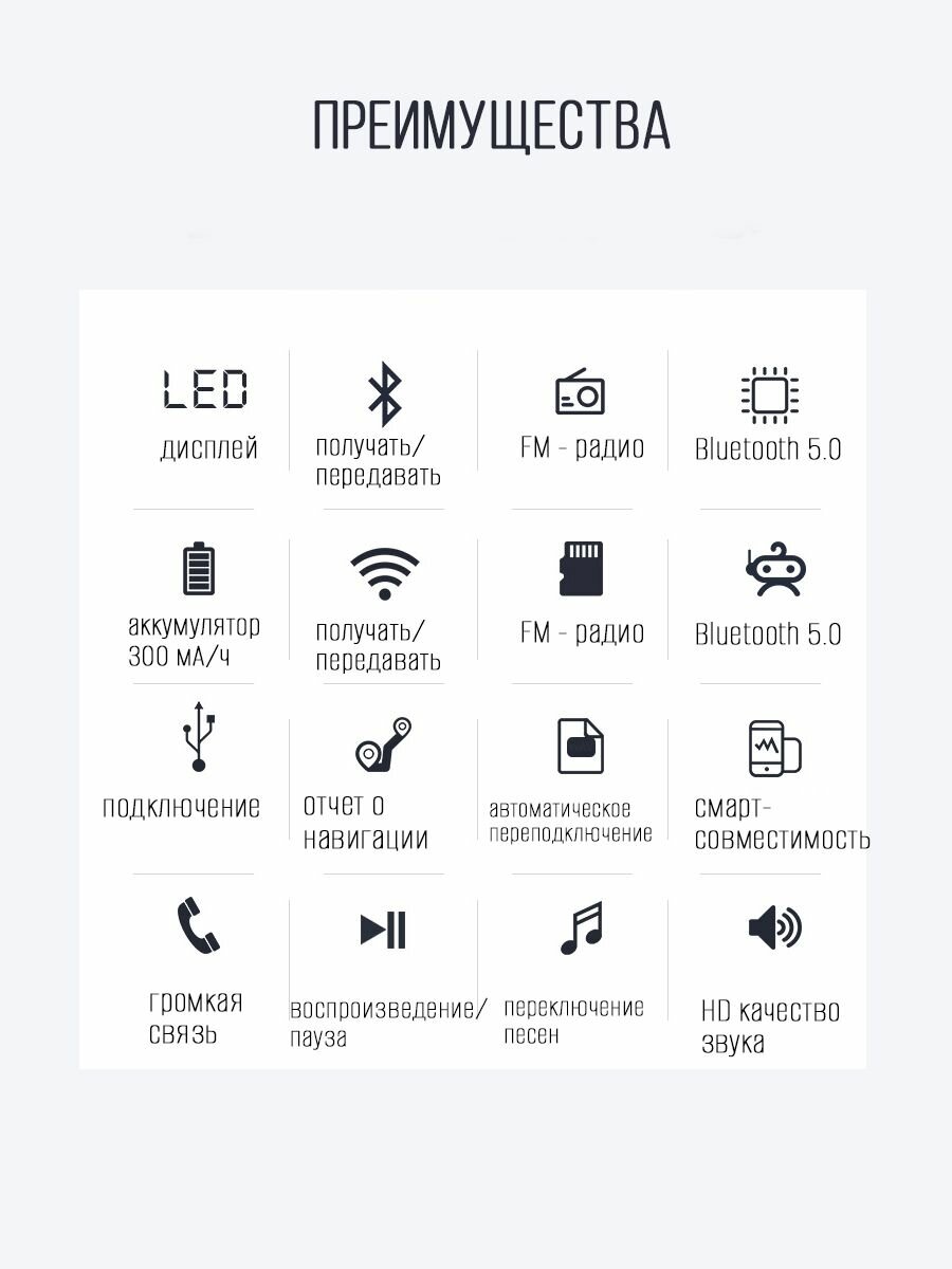 Bluetooth5.0 приемник-передатчик с FM радио