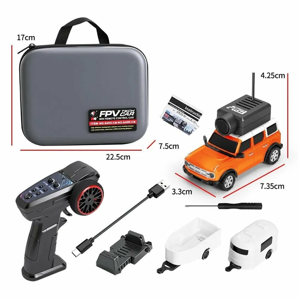 Радиоуправляемые машинки WLtoys 1:64 Mini 6405 с HD камерой, гоночный автомобиль 120 Широкоугольный 2.4G 720P с двойным управлением