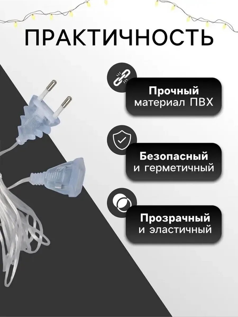 Гибкий удлинитель для гирлянд 5 м с выключателем