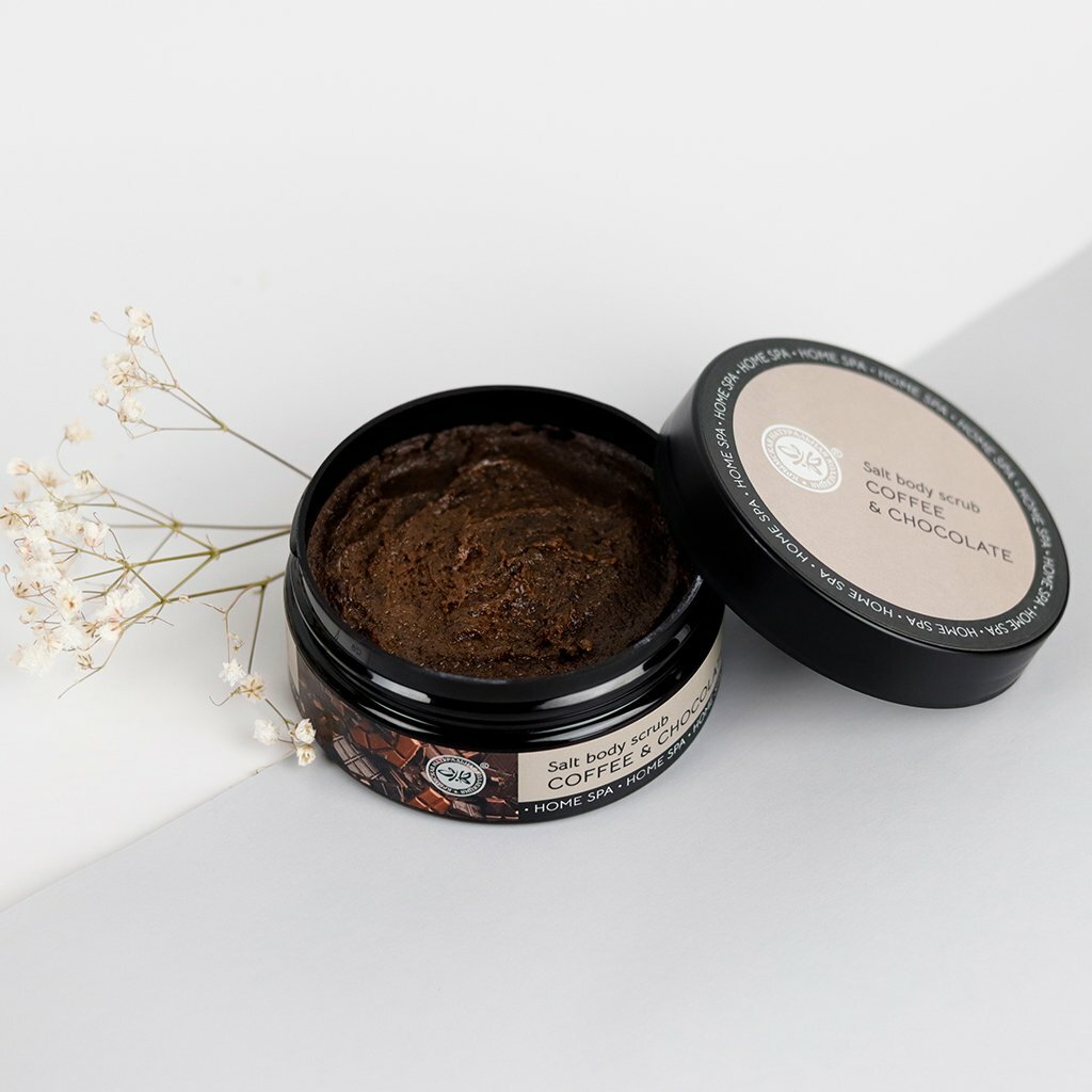 Cоляной скраб для тела Кофе-шоколад HOME SPA, 200 гр (производство Крым)