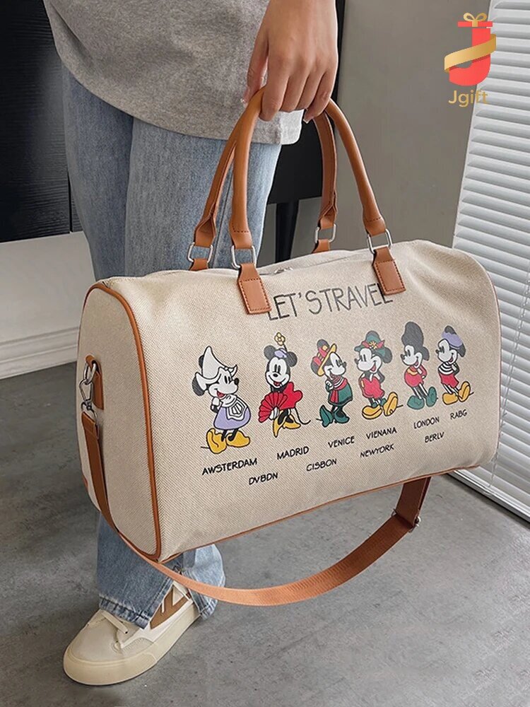 Холщовая дорожная сумка Mickey большой емкости, женская портативная сумка для фитнеса