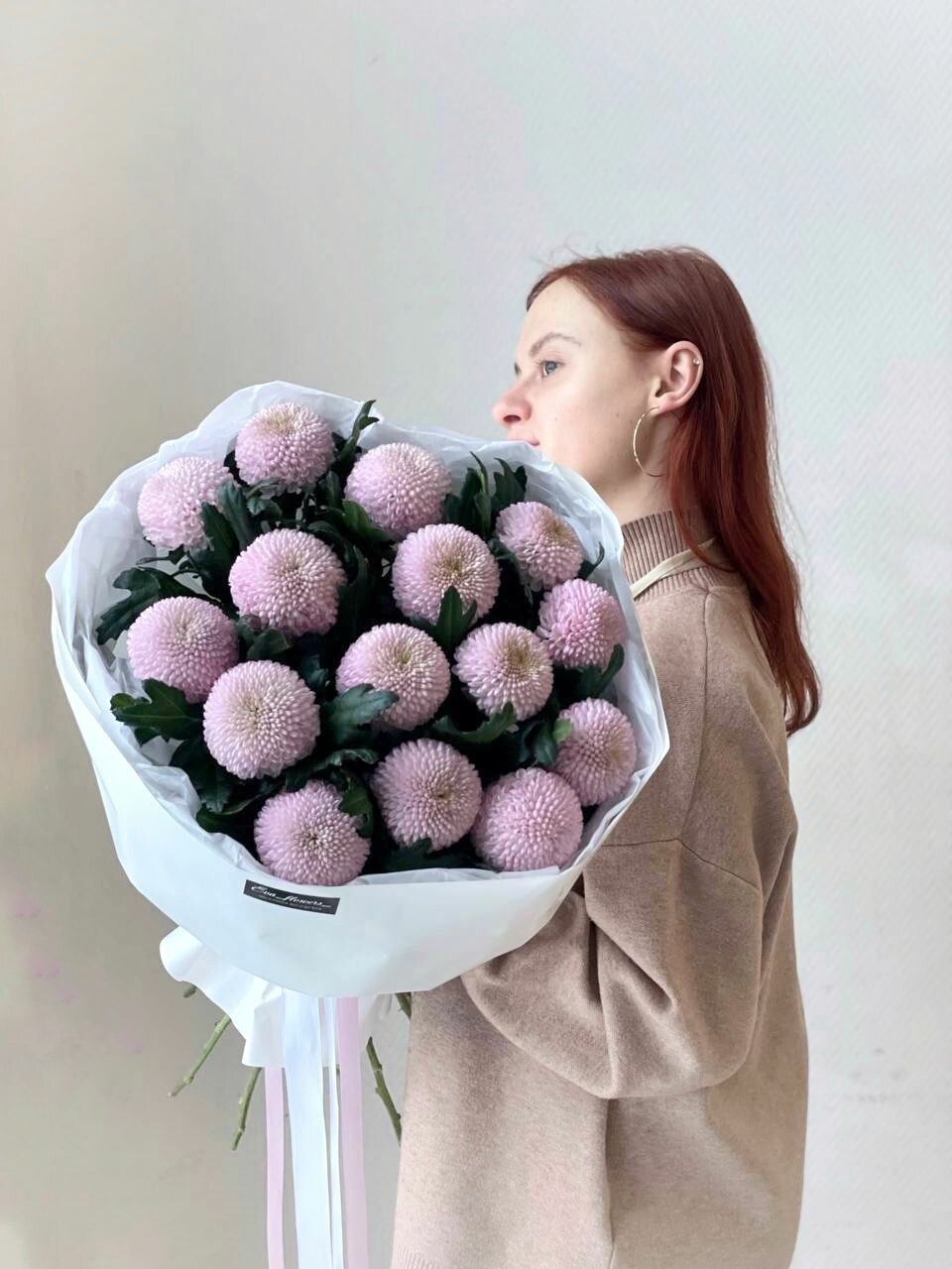 15 розовых хризантем сорт Мамокко