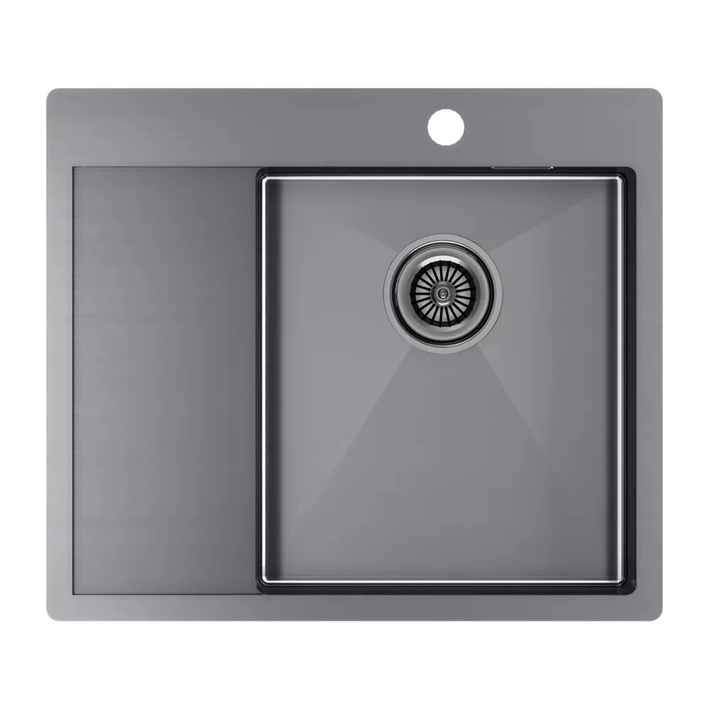 Мойка кухонная Paulmark Kroner PM225951-GMR металлическая, 59x51, прямоугольная, мойка для кухни, с крылом, российская
