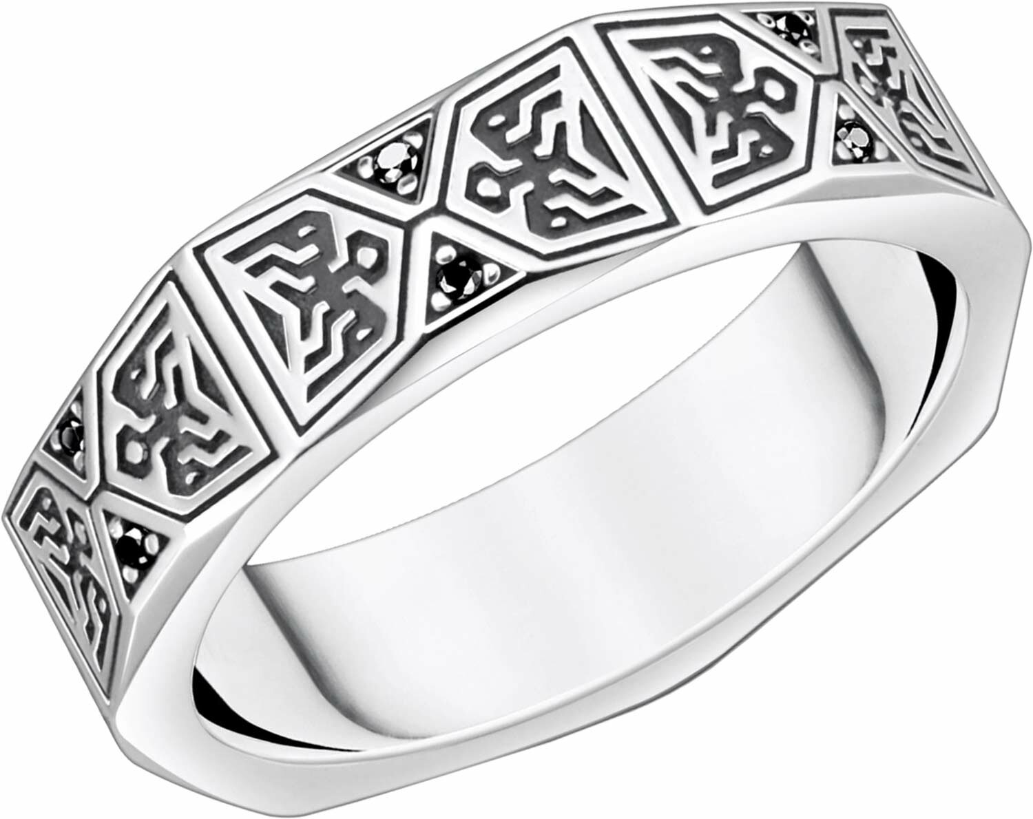 Кольцо, серебро, 925 проба, чернение, фианит