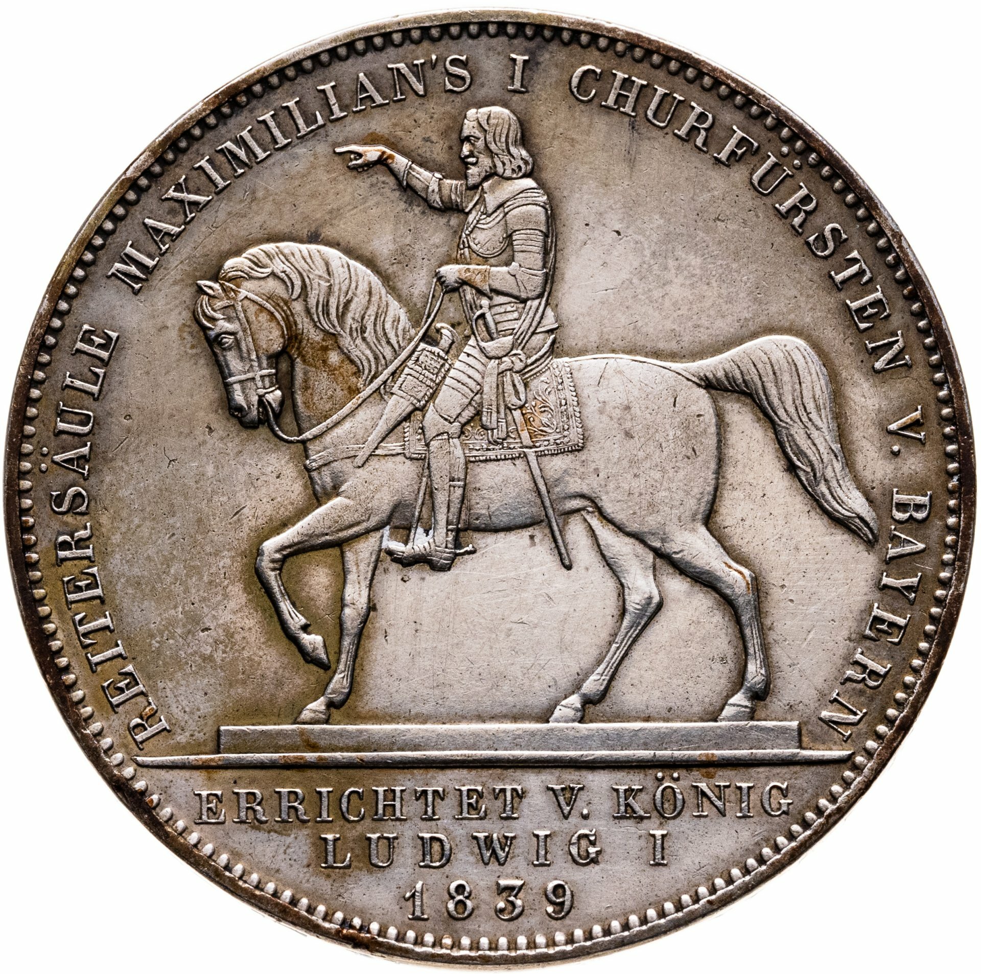 Бавария 2 талера 1839 "Максимилиан I, курфюрст Баварии", Серебро 0, в сохранности XF