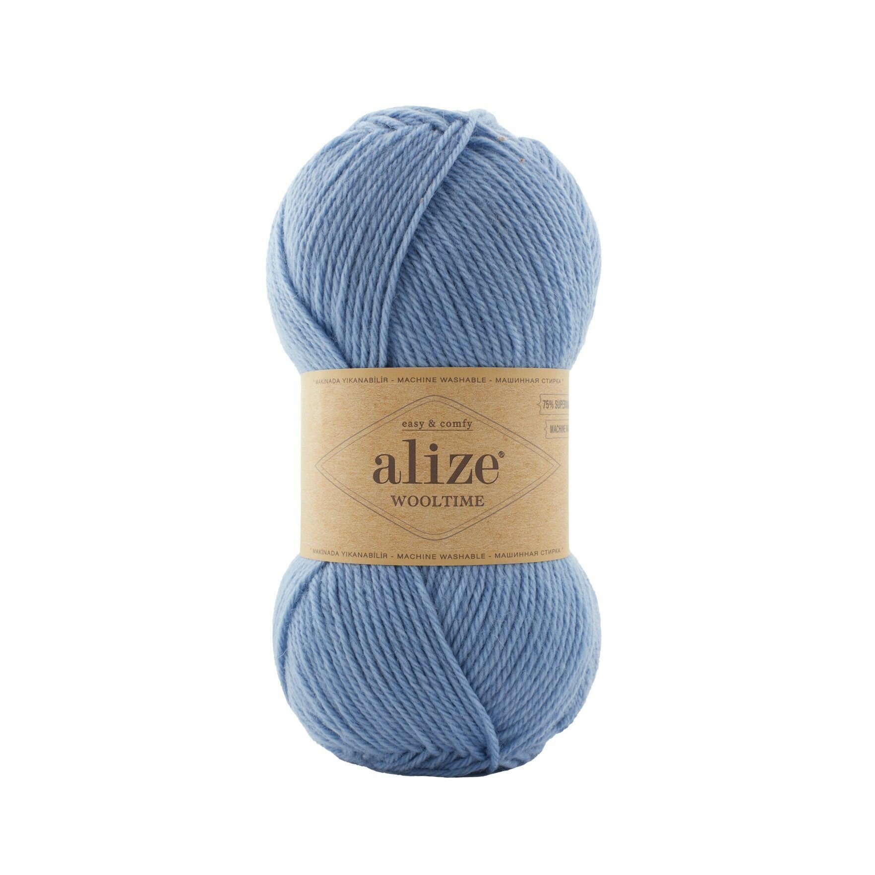 Пряжа Вултайм (wooltime) упаковка 5 мотков 100 г. 200 м. 75% SW шерсть, 25% полиамид цвет 432 голубой