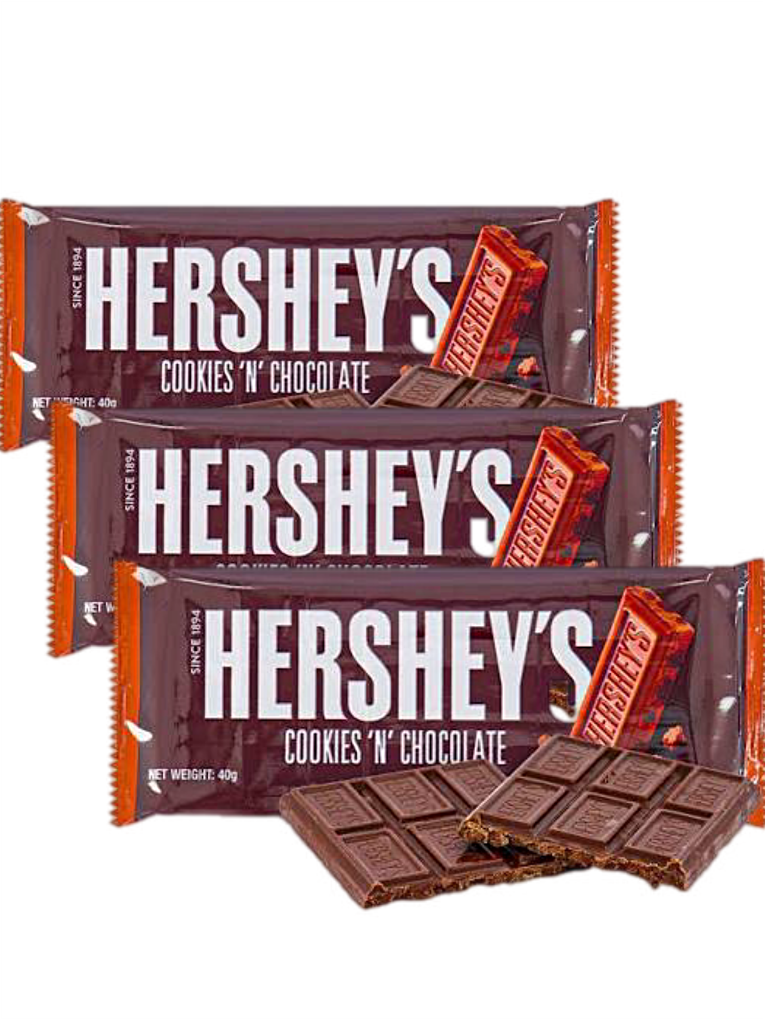 Шоколад поитка Hershey's "Cookies 'N' Chocolate" / Хершес молочный шоколад с кусочками печенья, 3шт х 40г