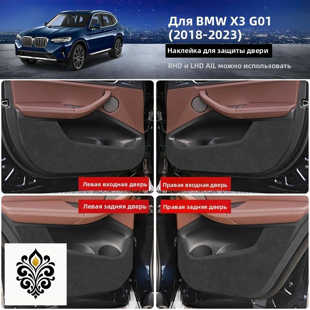 Защитная накладка на боковую дверь, для BMW X3, замшевый, черный