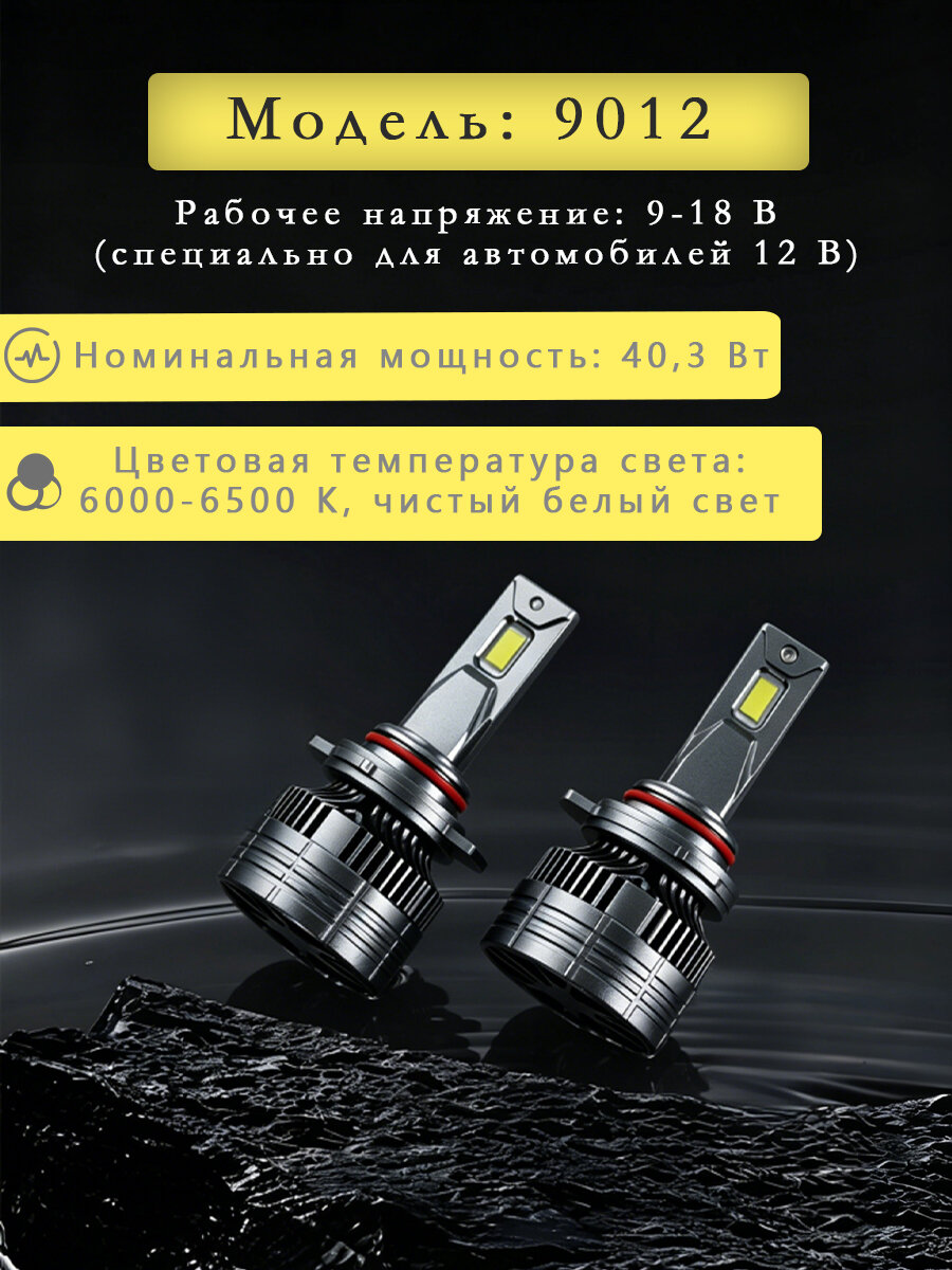 Светодиодная автолампа X02-9012 на чипе 3570, напряжение 9–18В, алюминиевый радиатор, встроенный драйвер
