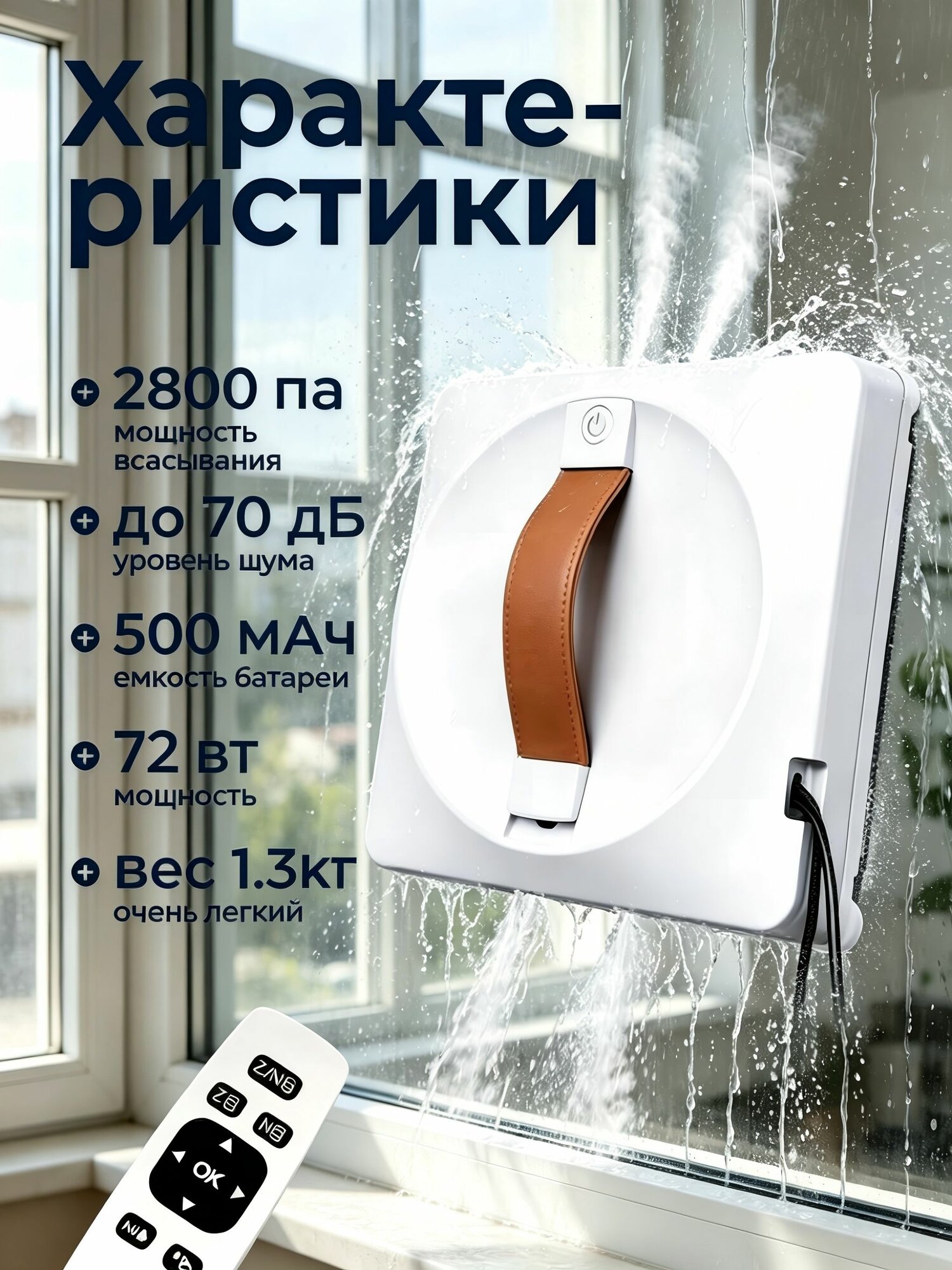 Робот мойщик окон квадратный с автоматическим 4 распылением воды для мытья окон
