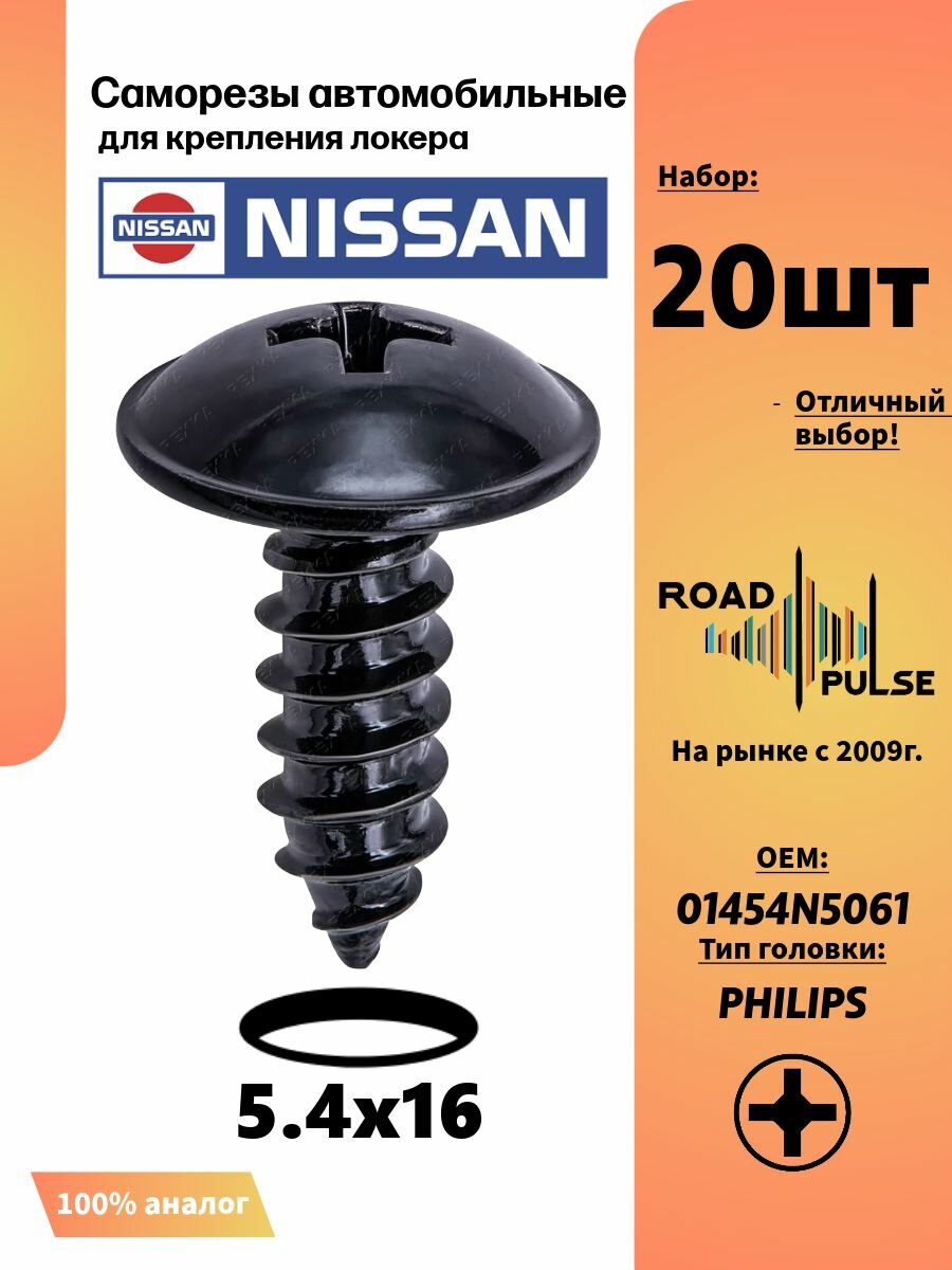 Саморезы автомобильные 5мм для подкрылок Nissan, 10 шт
