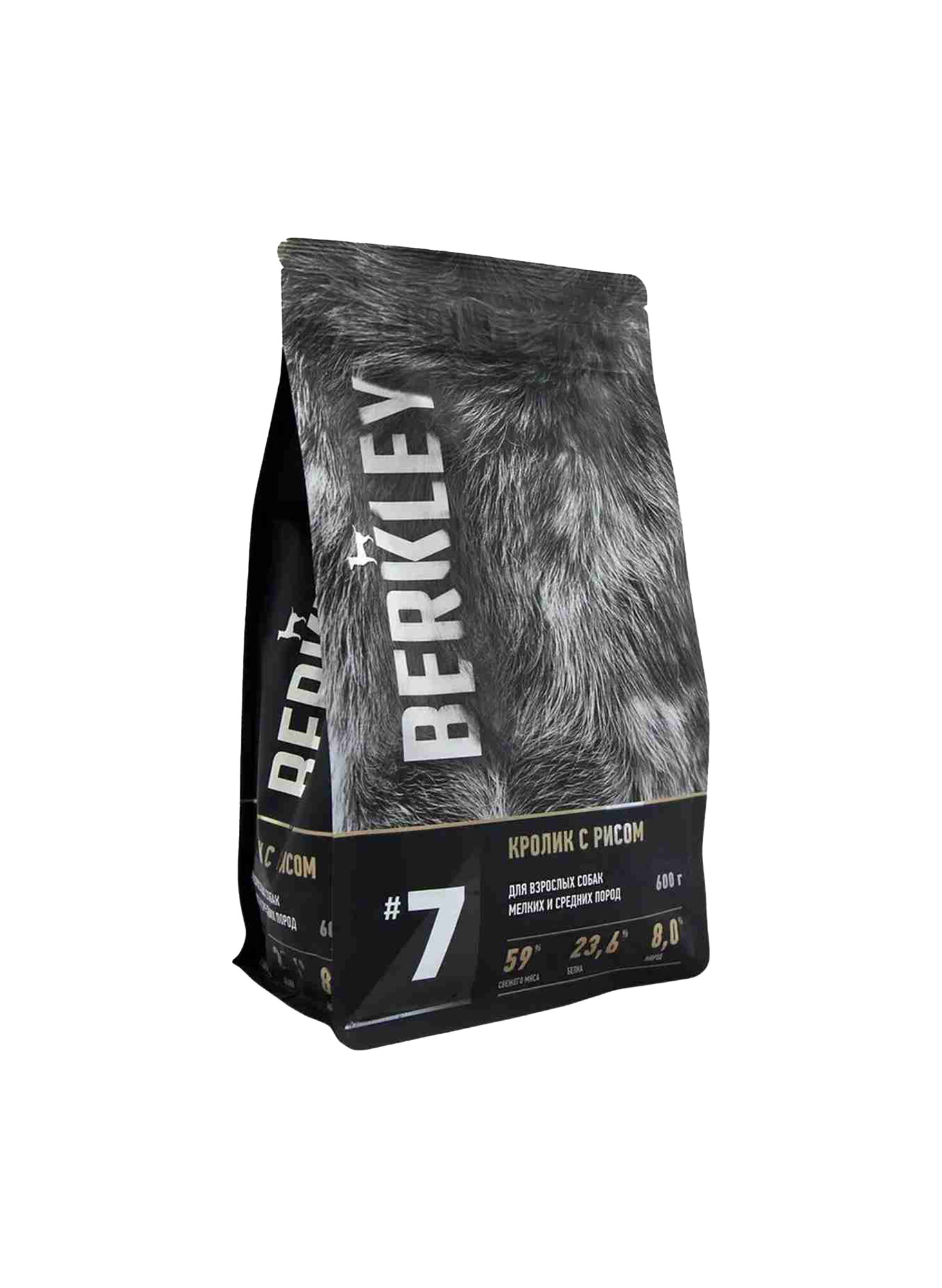Berkley №7 сухой корм для взрослых собак мелких и средних пород с кроликом и рисом - 600 г