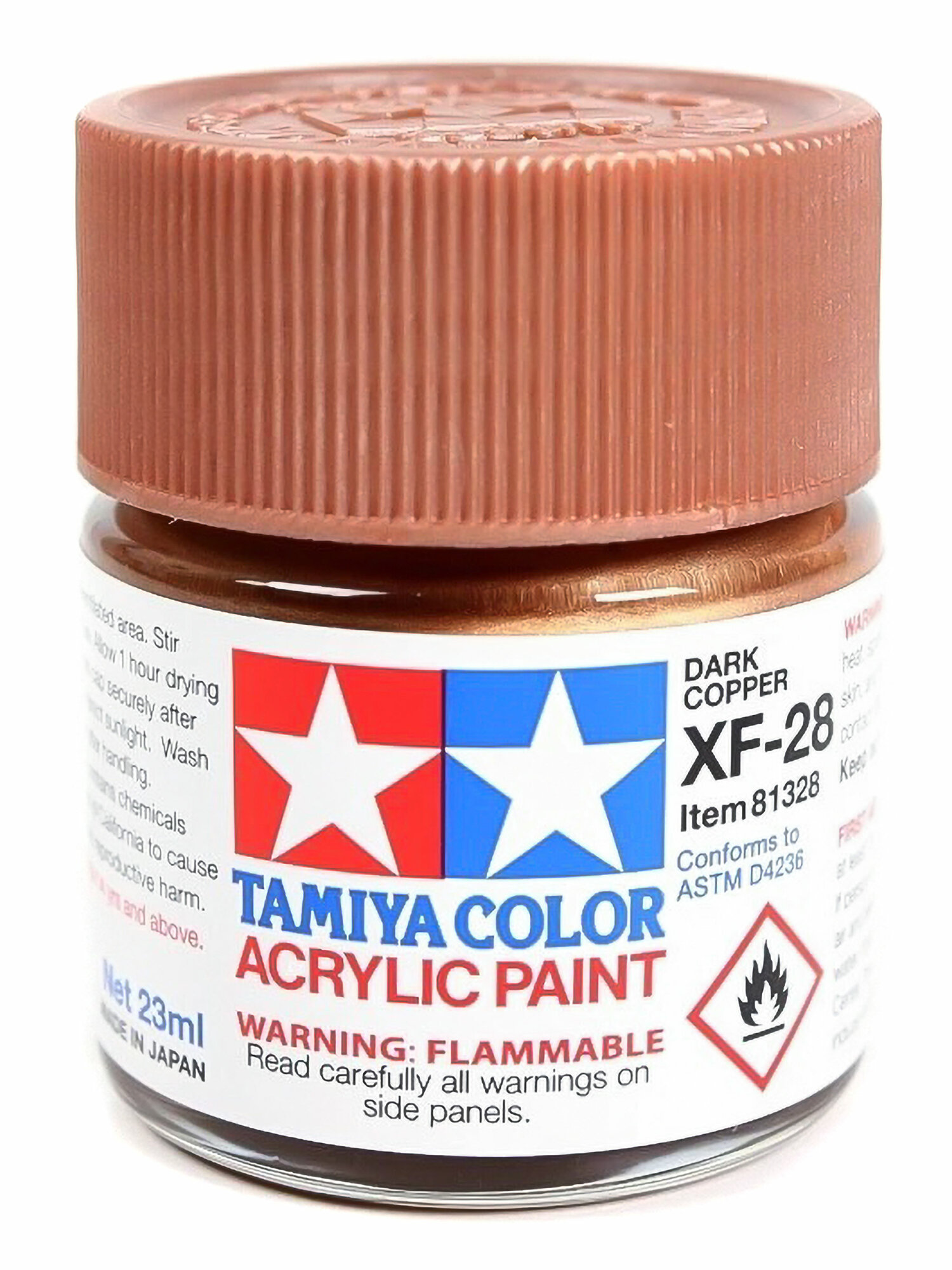 Краска акриловая Tamiya Color XF-28 Dark Copper 81328 матовый металлик, 23 мл