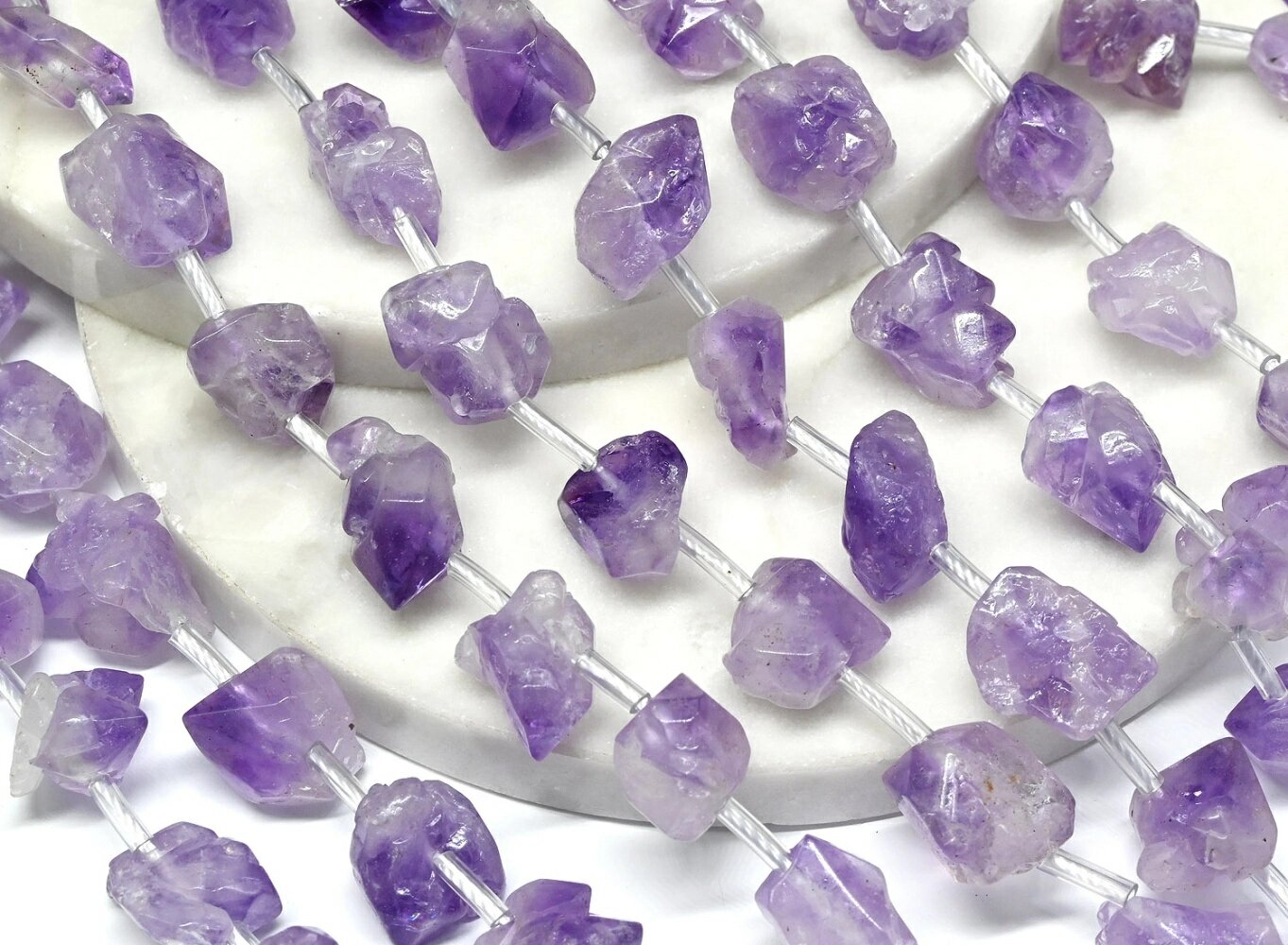 Бусины для рукоделия из аметиста лавандового кристаллы 10*15мм, 40см, 25 бусин